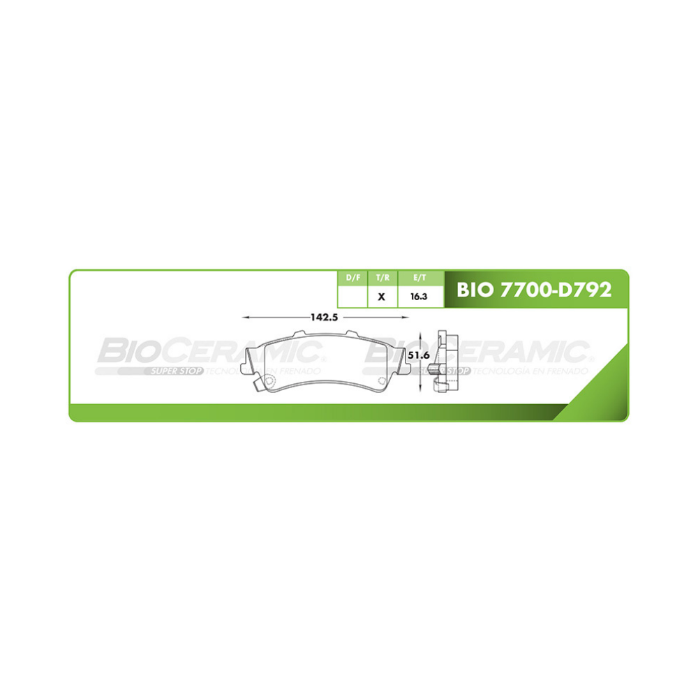Balata Trasera Bioceramic 7700 D792 – Refaccionaria Ruiz