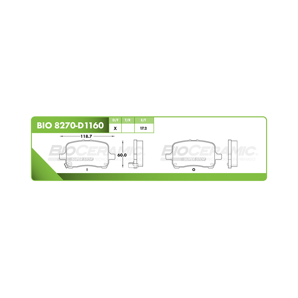 Balata Delantera Bioceramic 8270 D1160 – Refaccionaria Ruiz